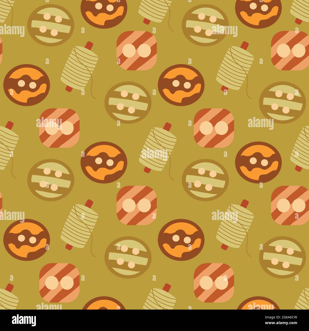Seamless pattern buttons and spool of thread. Colorful vector ...