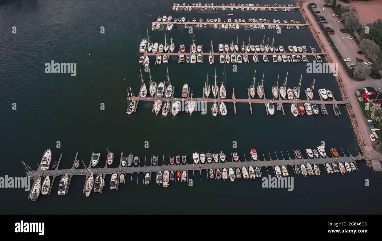 Aerial view marina lot yachts hi-res stock photography and images - Alamy