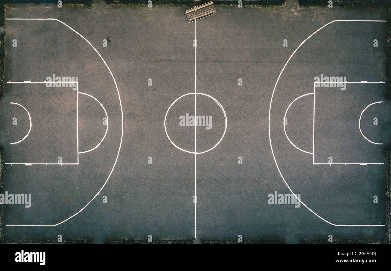 Aerial view of basketball court without players in public park Stock ...
