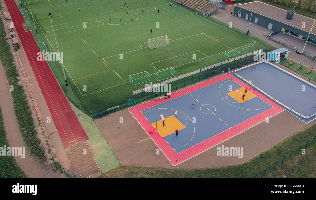 Soccer field from above. Sports field with a football field Stock Photo ...