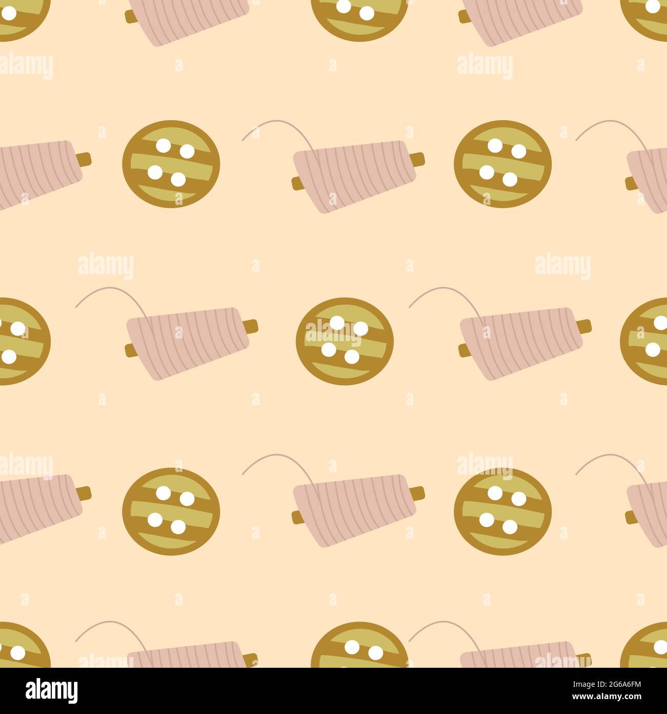 Seamless pattern buttons and spool of thread. Colorful vector ...
