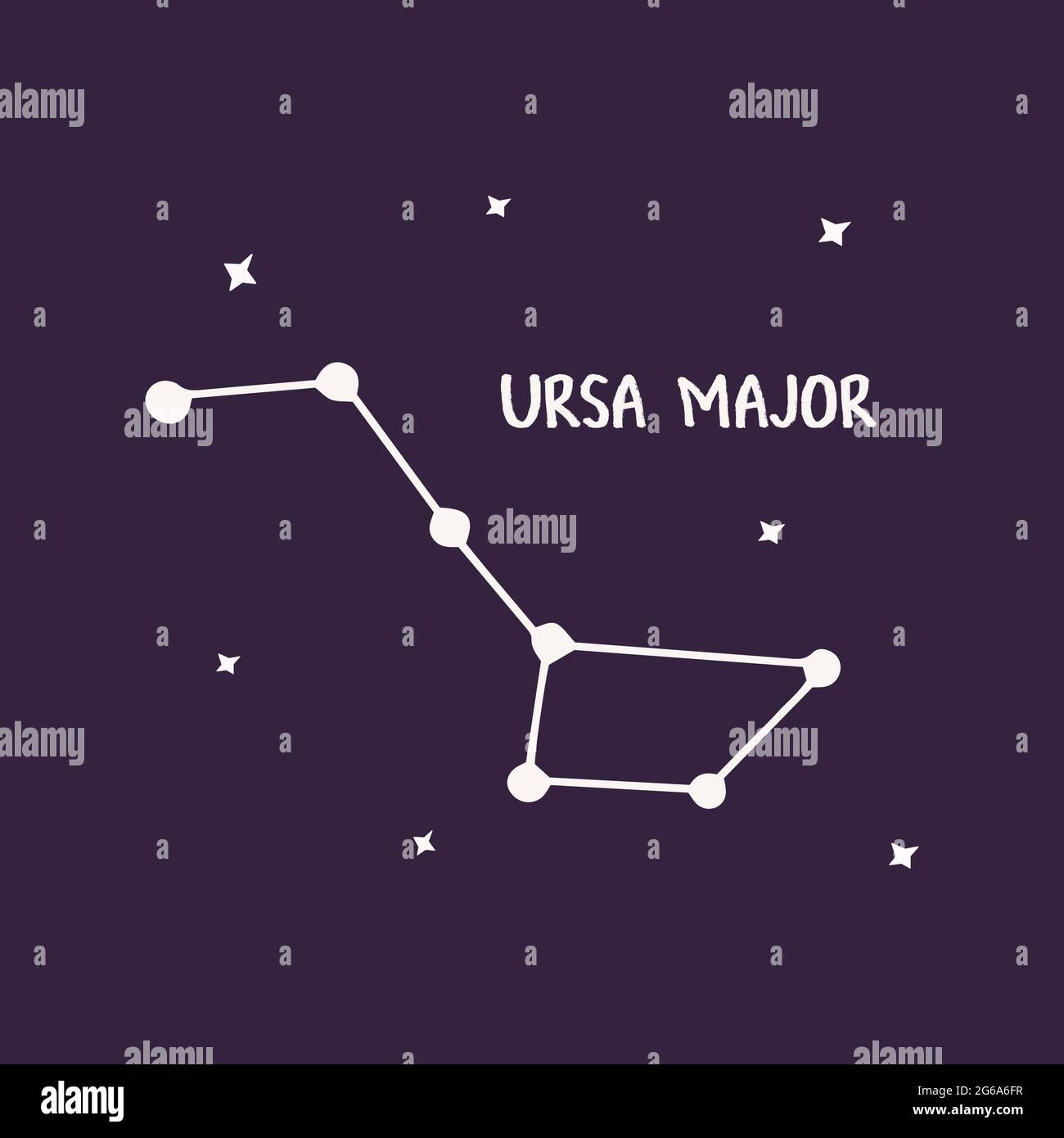Ursa Major Constellation. Colorful hand drawn vector illustration blue ...