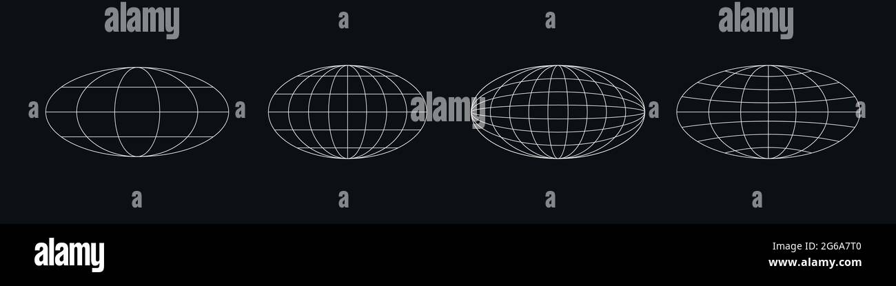 Wireframe ellipse planets in old cyberpunk style. Retrofuturistic design elements. Cyber planet ...