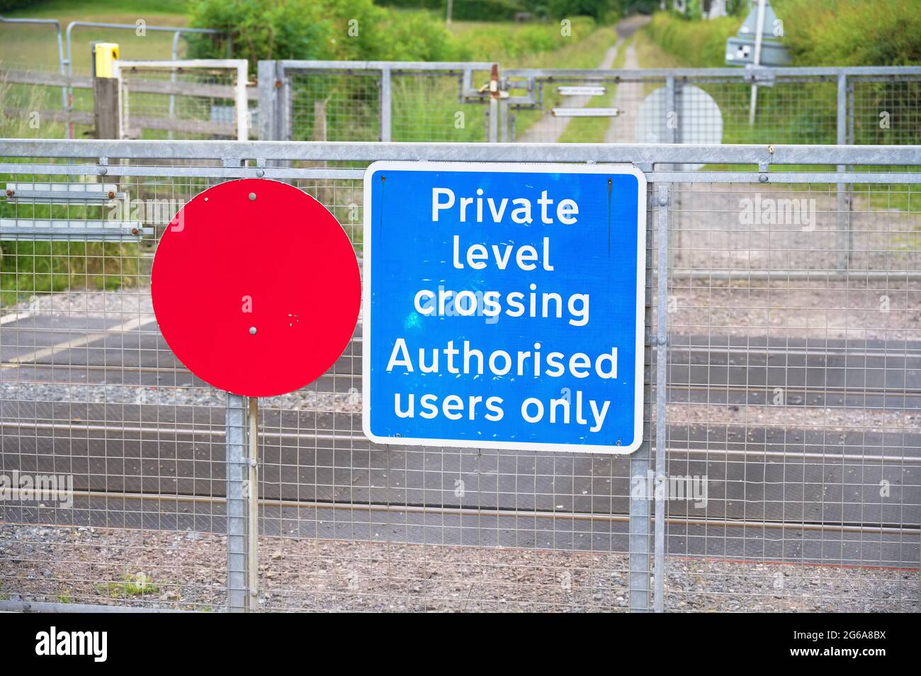 Private level crossing for train railway track in remote area Stock ...