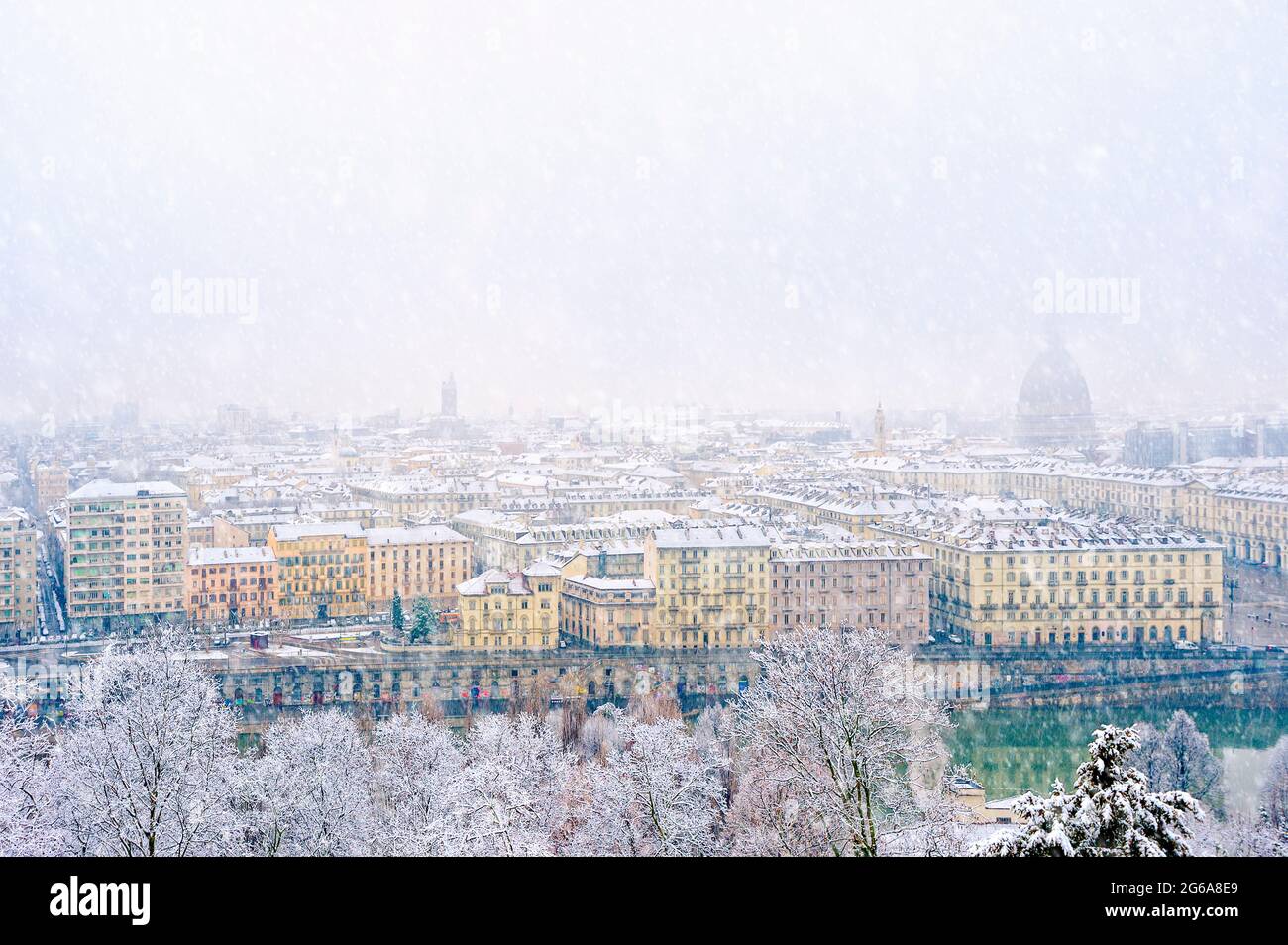 Italy Turin View with mole and Snow Stock Photo - Alamy