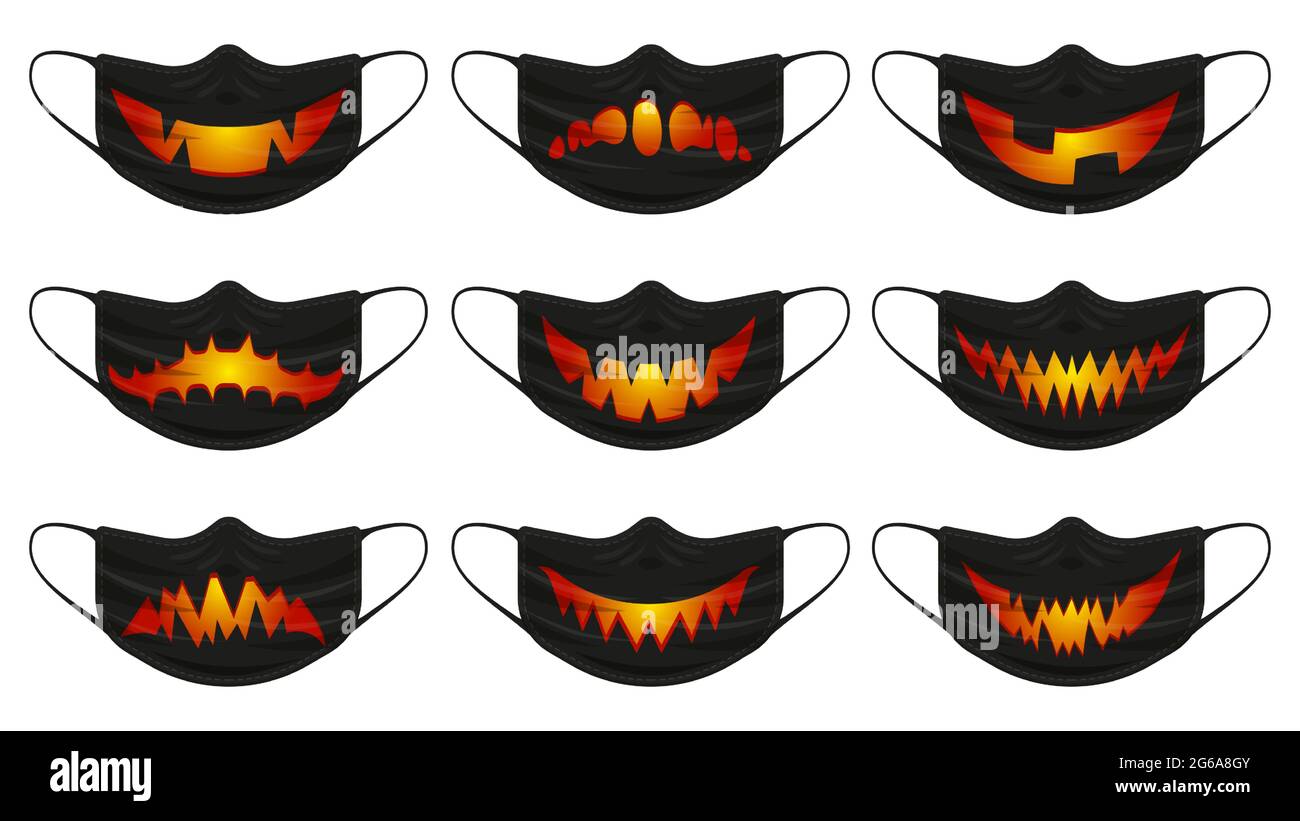 Halloween pumpkin mask. Face protection masks with halloween spooky ...