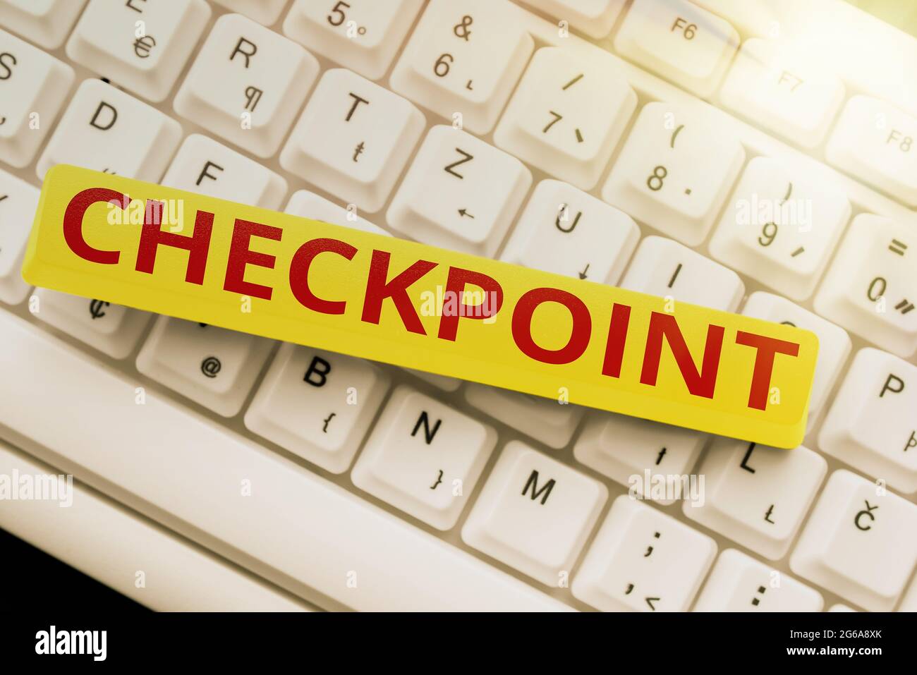 Writing displaying text Checkpoint. Word Written on manned entrance ...