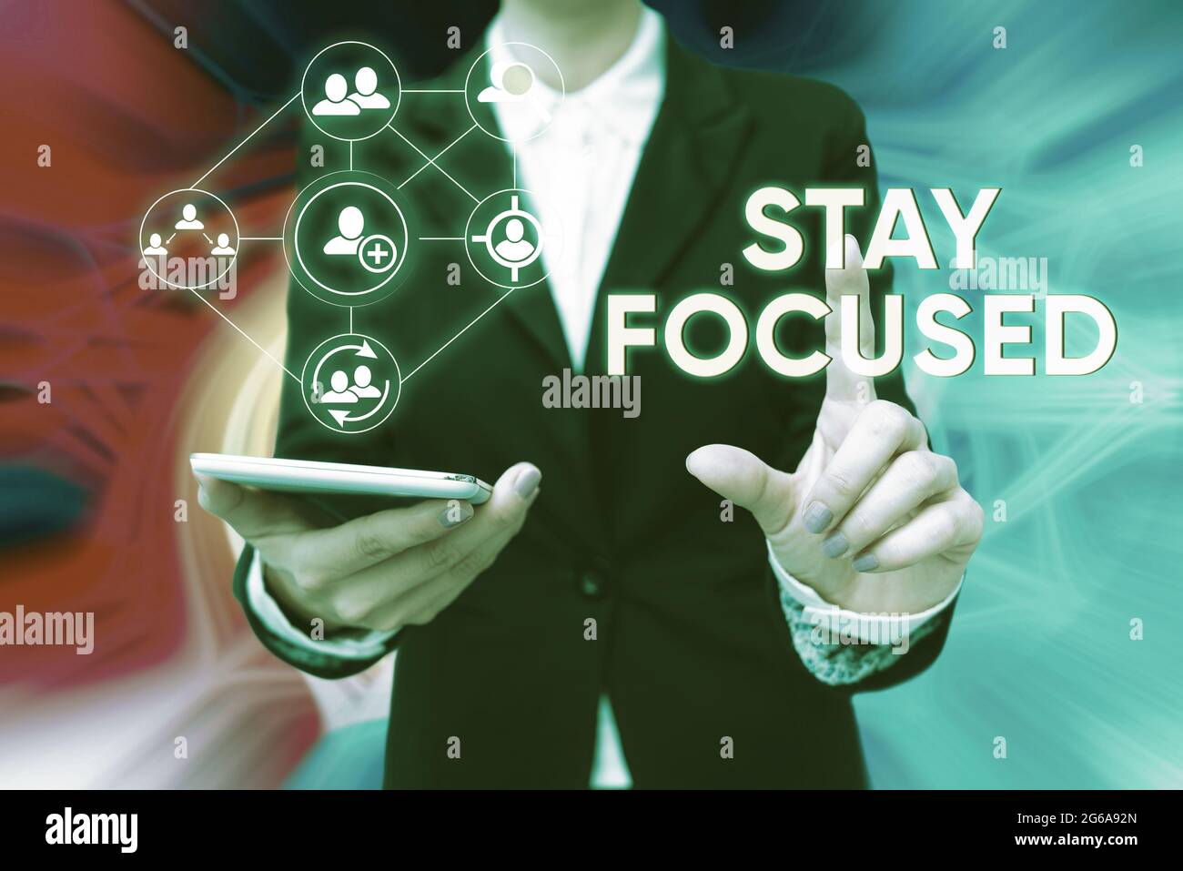 Text sign showing Stay Focused. Business concept Be attentive Concentrate Prioritize the task ...