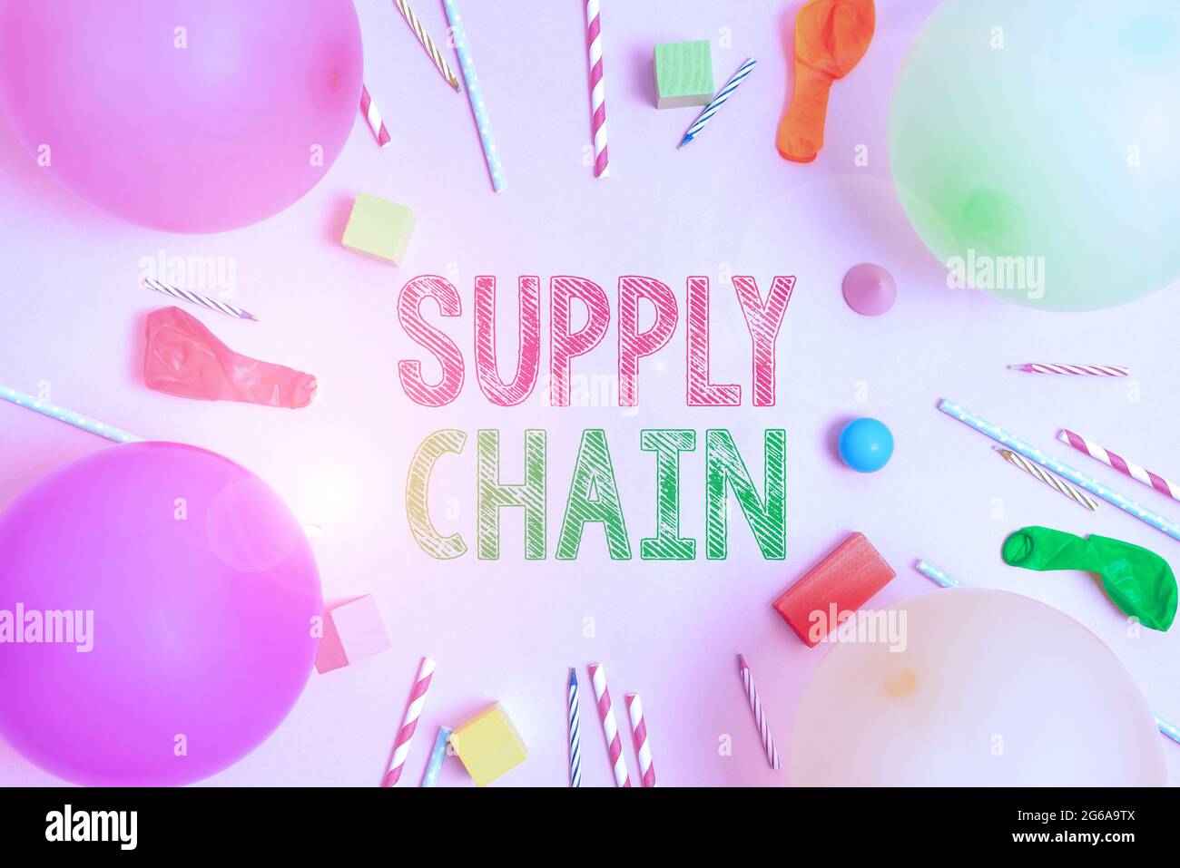 Writing Displaying Text Supply Chain Word For System Of Organization And Processes From