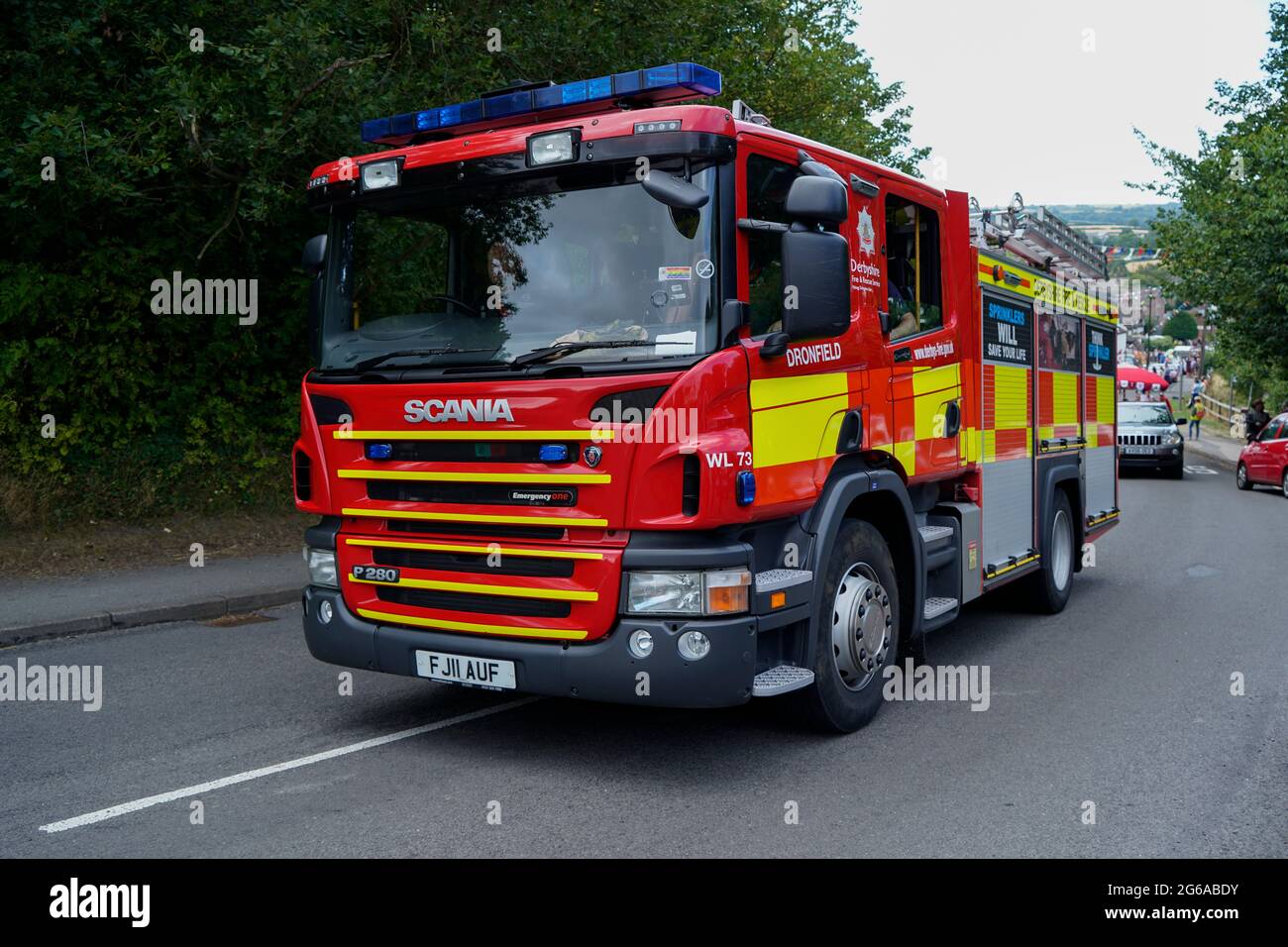 Fire Engine Barlow Carnival in Derbyshire England Stock Photo - Alamy