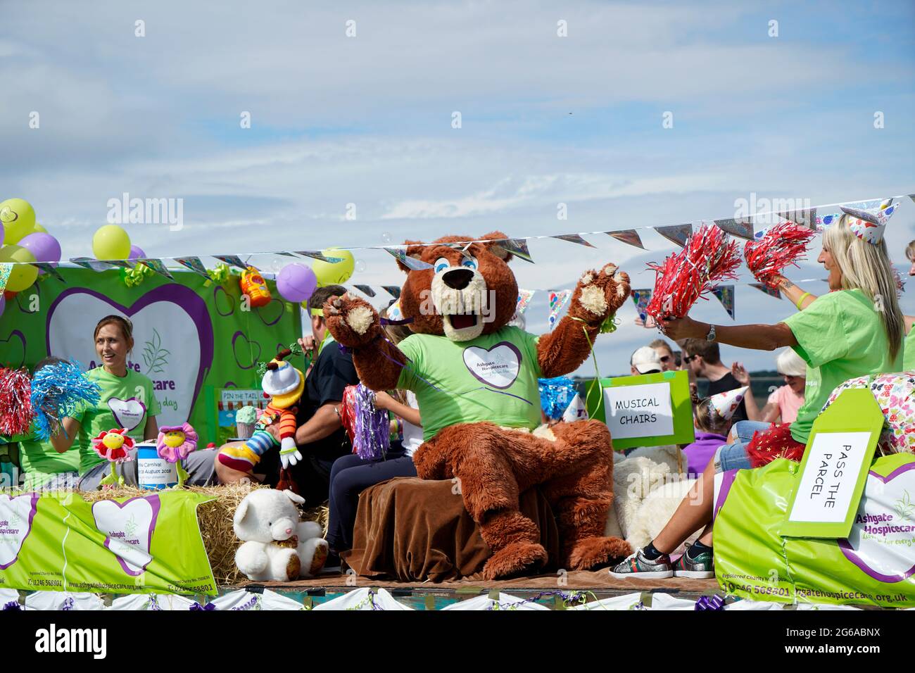 People on floats Barlow Carnival in Derbyshire England Stock Photo - Alamy