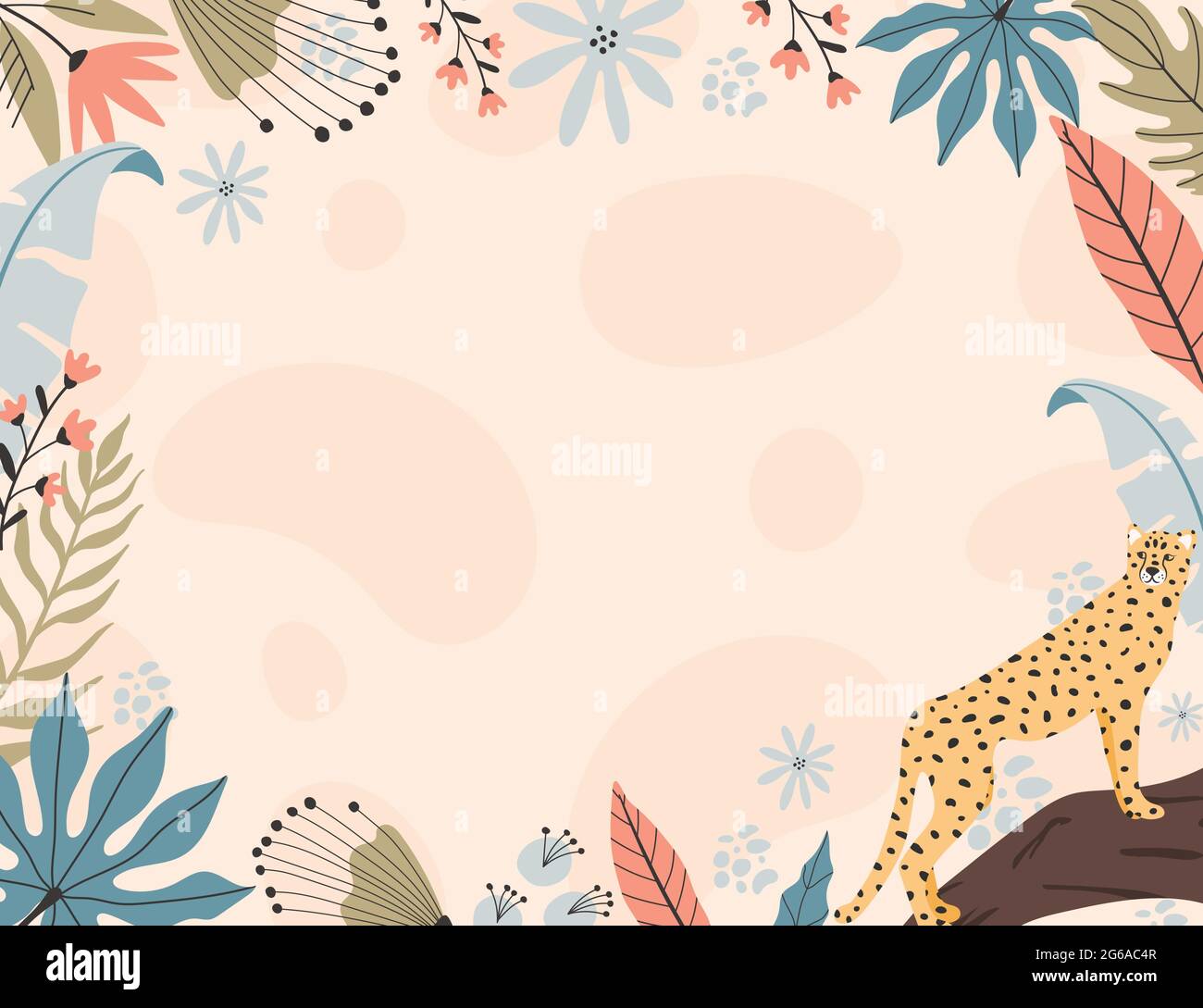 Tropical cheetah background, with hand drawn illustrations Stock Vector ...