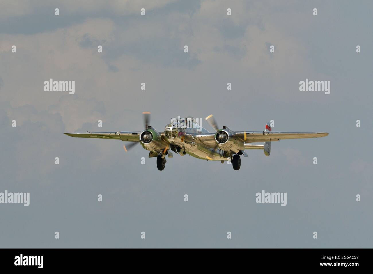 Second World War B-25 Mitchell bomber aircraft, "Panchito," airborne ...