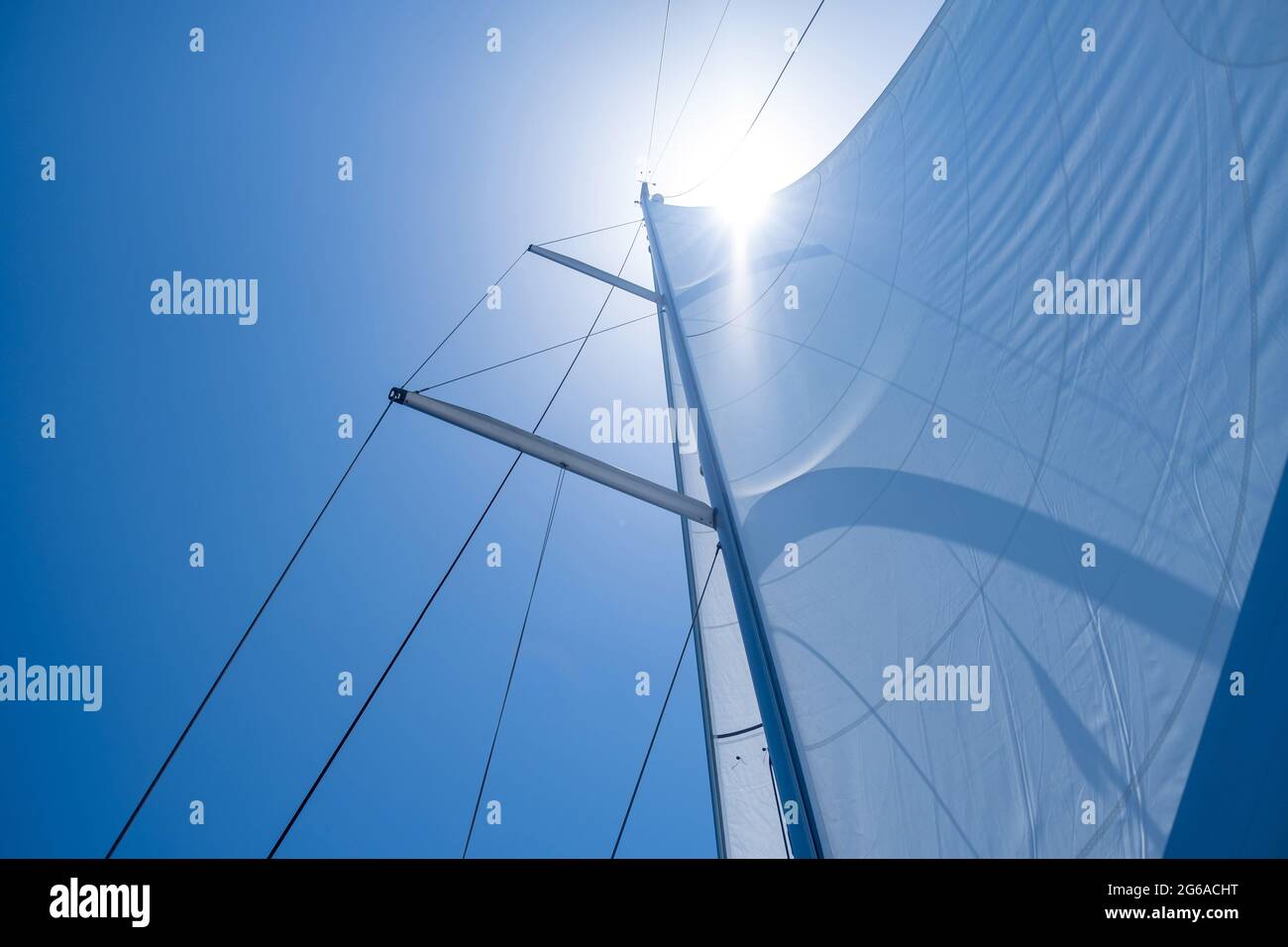 Sailing with the wind at open sea ocean, summer vacations concept ...