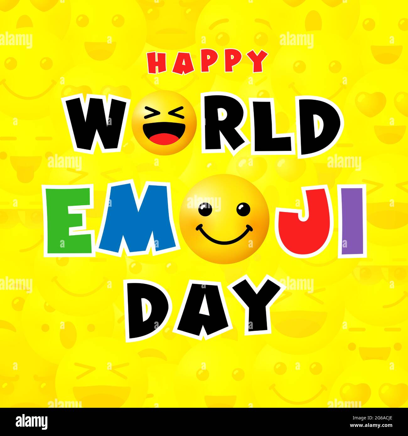 Happy world emoji day creative square congrats. Isolated abstract ...