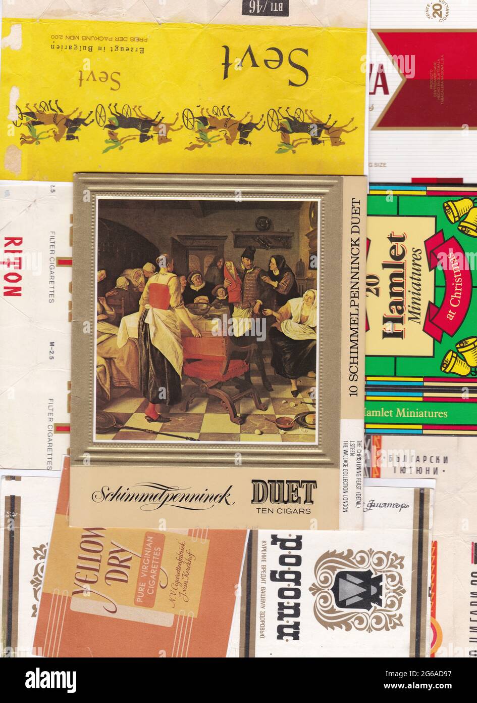 Collage of vintage cigar and cigarette packaging 1900s Stock Photo - Alamy