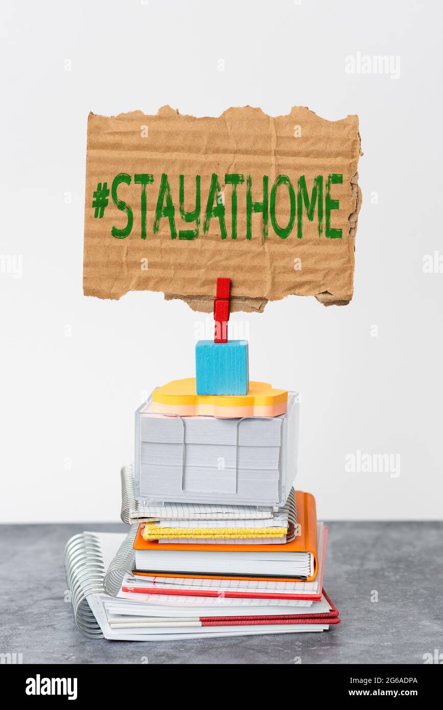 Conceptual display Hashtag Stay at home. Business showcase a trending ...