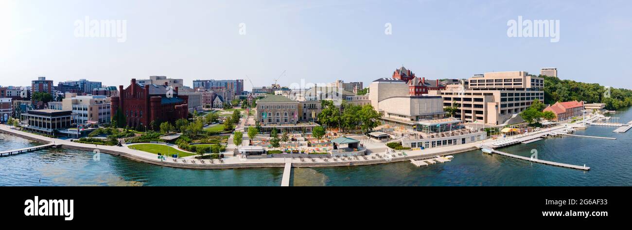 Aerial photograph of the Wisconsin Union and Lake Mendota, University ...