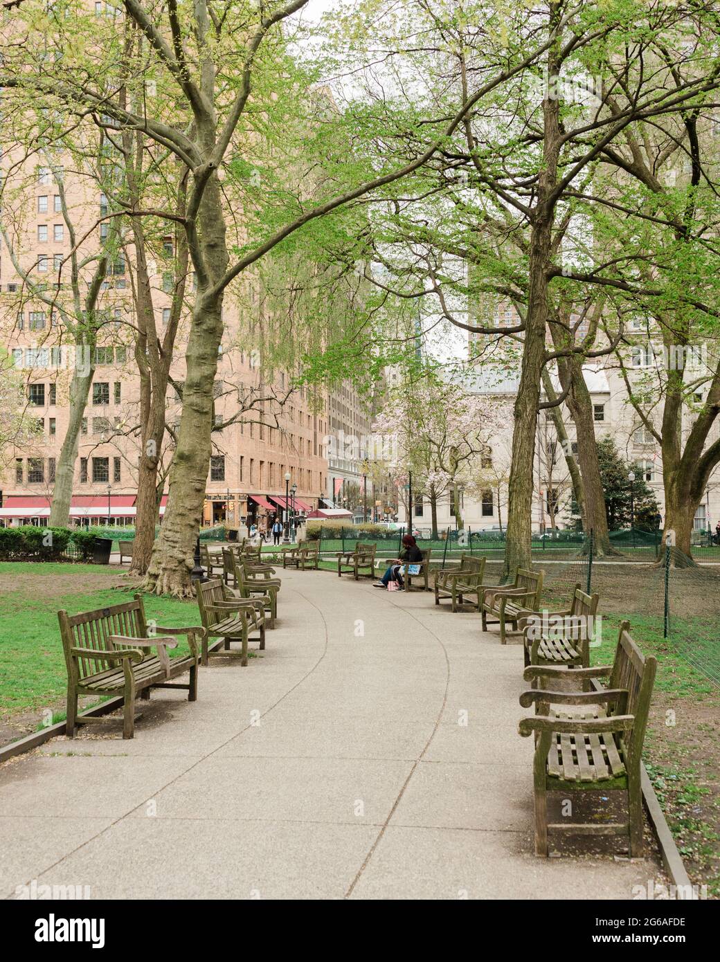 Benches and path and Rittenhouse Square Park, Philadelphia ...