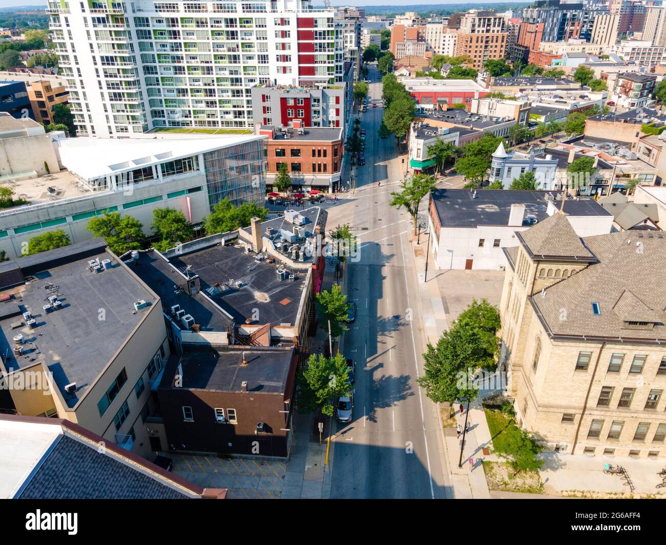 Aerial photograph of State Street, Madison, Wisconsin, USA Stock Photo ...