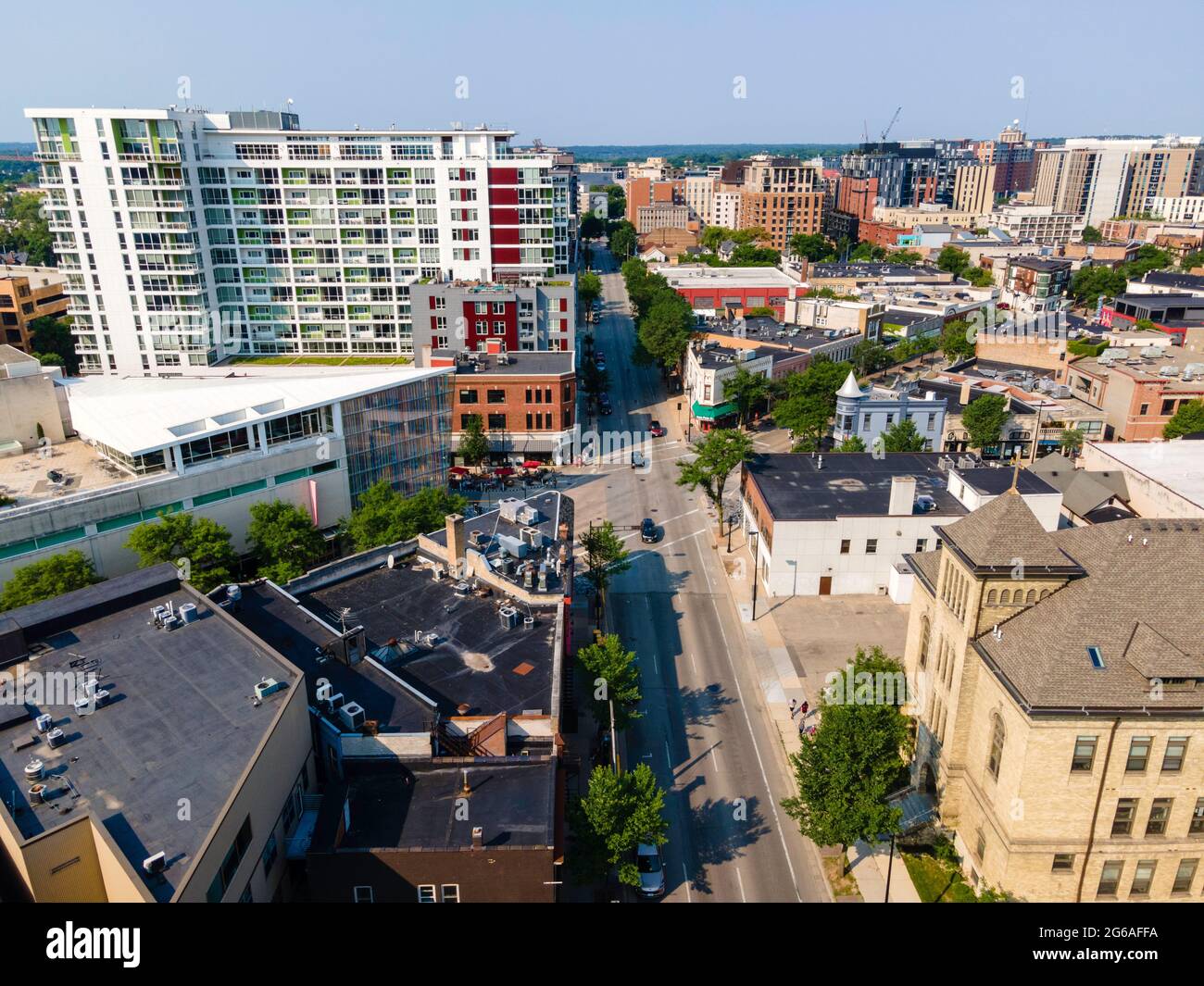 Aerial photograph of State Street, Madison, Wisconsin, USA Stock Photo ...