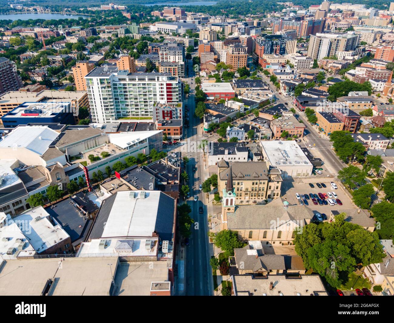 Aerial photograph of State Street, Madison, Wisconsin, USA Stock Photo ...