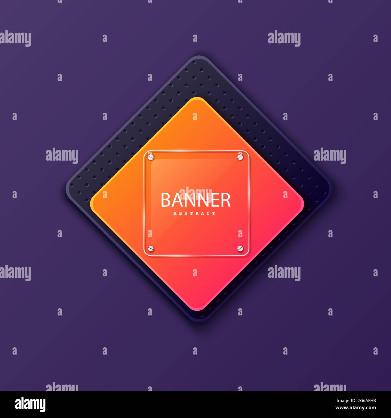 Glass square banner on the background of the plate in the shape of a ...