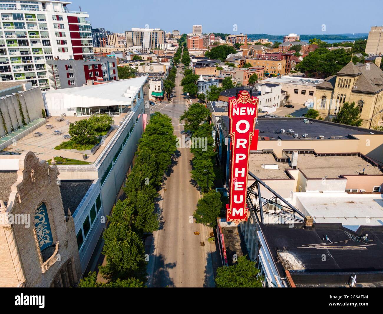 Aerial photograph of State Street, Madison, Wisconsin, USA Stock Photo ...