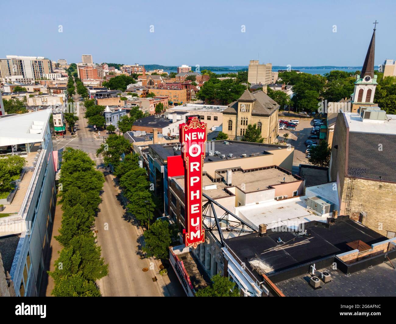 Aerial photograph of State Street, Madison, Wisconsin, USA Stock Photo ...