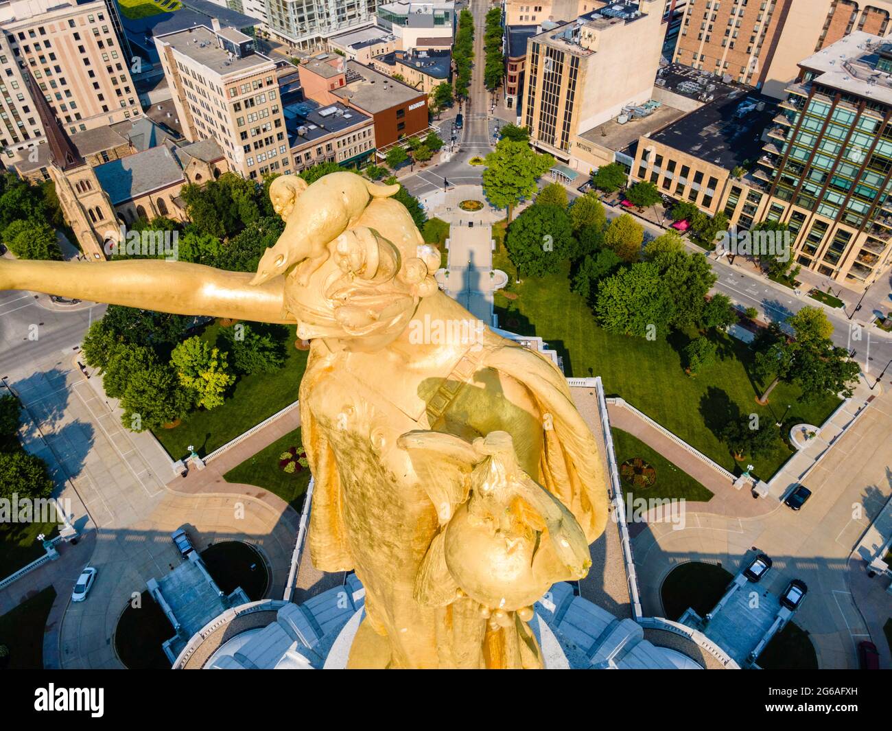 Photograph of the Forward statue on the top of Wisconsin's State ...