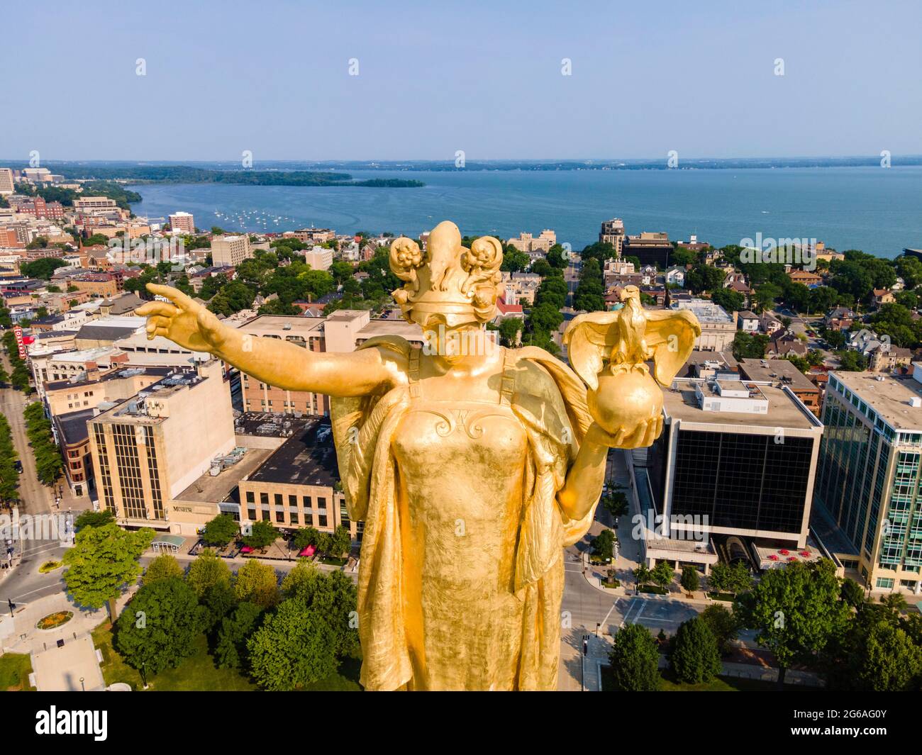 Photograph of the Forward statue on the top of Wisconsin's State ...