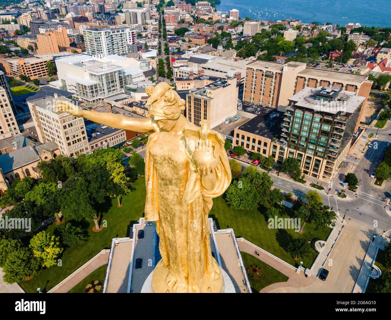 Photograph of the Forward statue on the top of Wisconsin's State ...