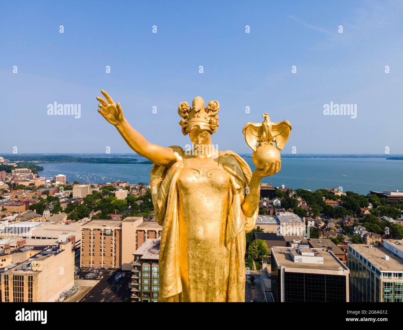 Photograph of the Forward statue on the top of Wisconsin's State ...