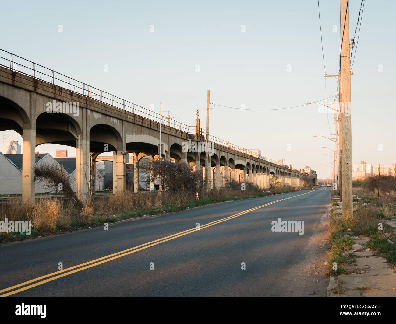 Elevated subway tracks in the Rockaways, Queens, New York City Stock ...