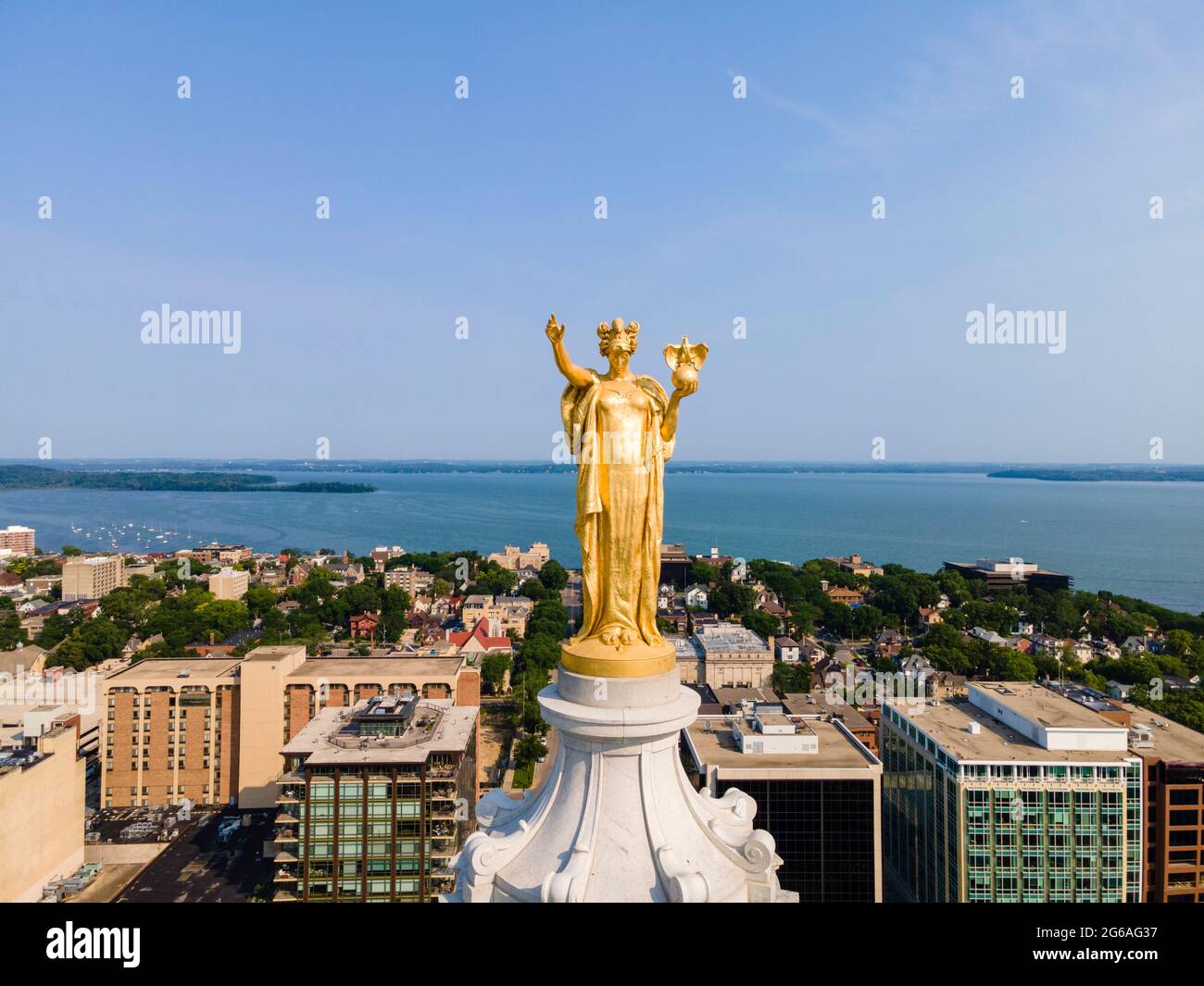 Photograph of the Forward statue on the top of Wisconsin's State ...