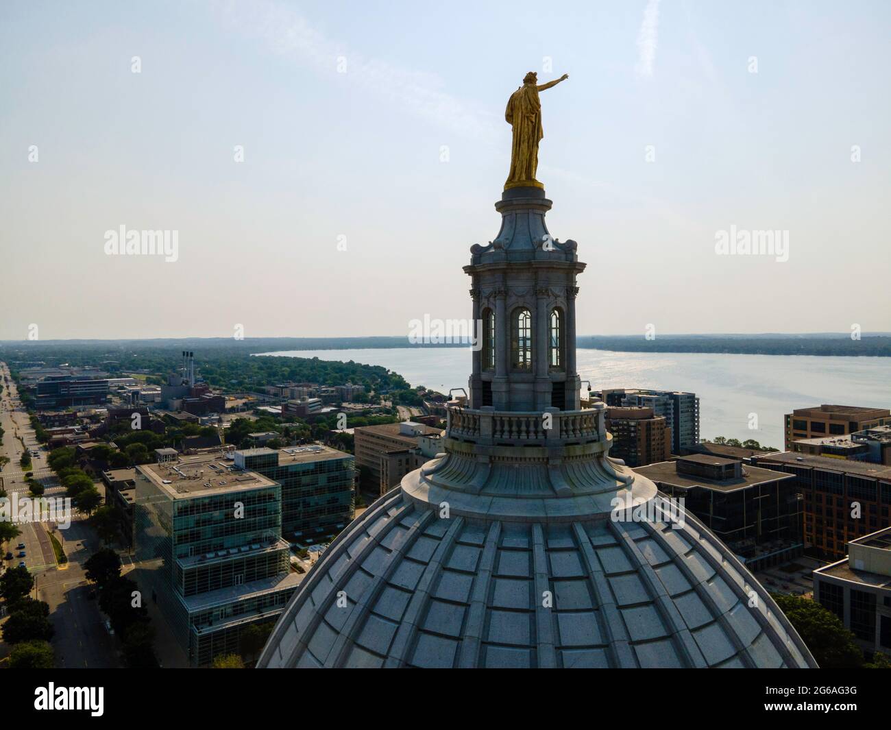 Photograph of the Forward statue on the top of Wisconsin's State ...
