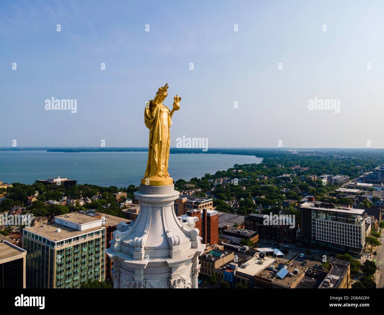 Photograph of the Forward statue on the top of Wisconsin's State ...