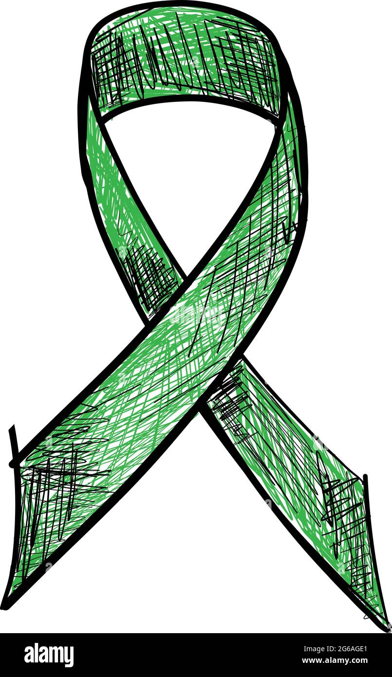 Green ribbon awareness isolated on white background. Vector ...