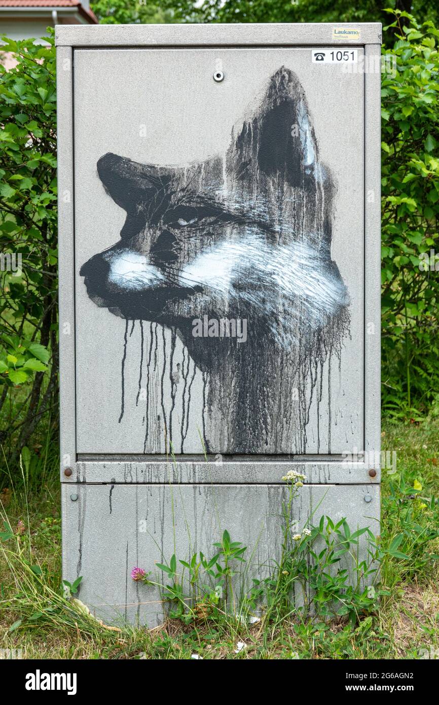 Street art. Fox painting or graffiti by Jussi TwoSeven on street ...