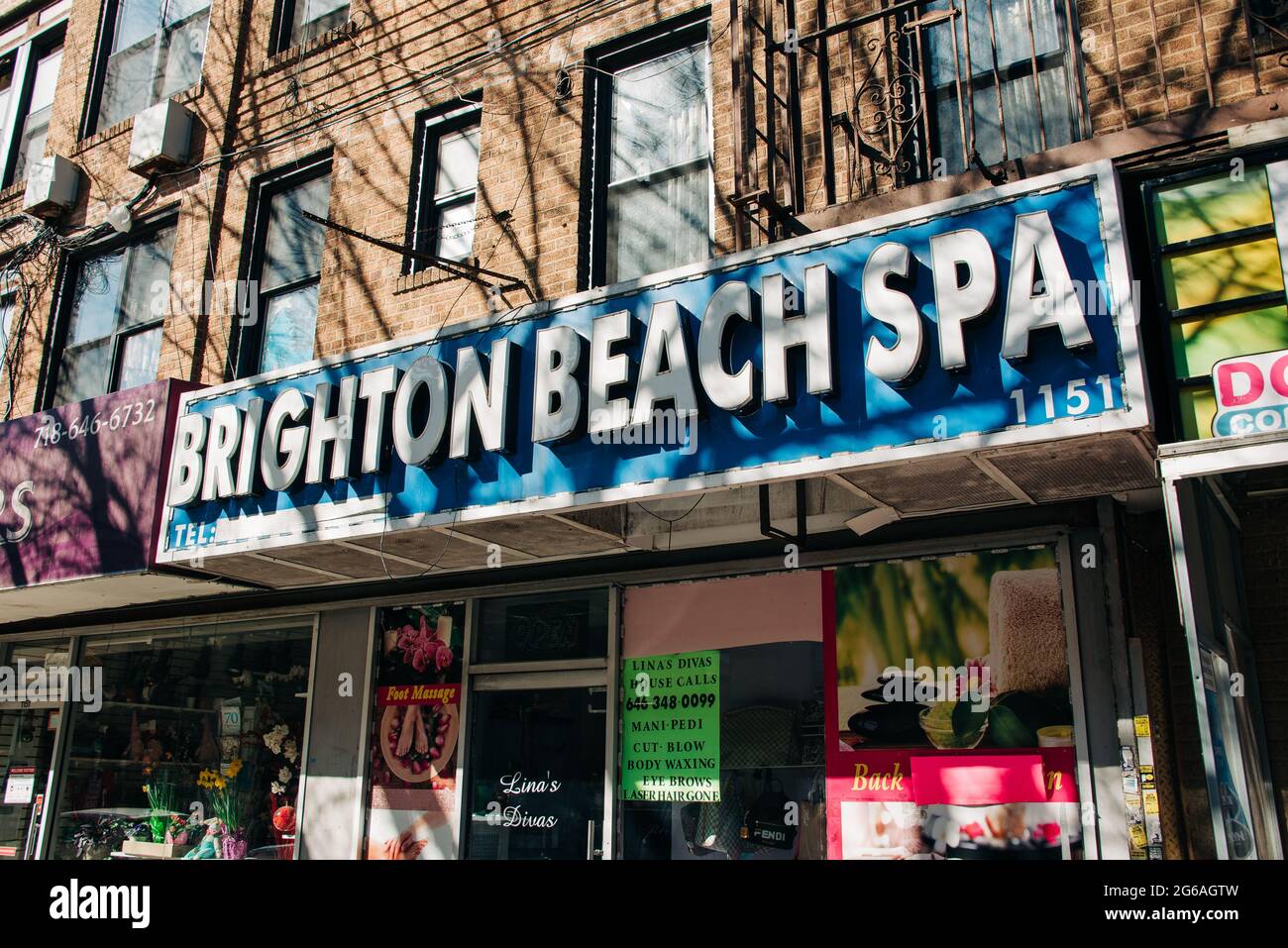 Brighton Beach Spa sign, in Brighton Beach, Brooklyn, New York City ...