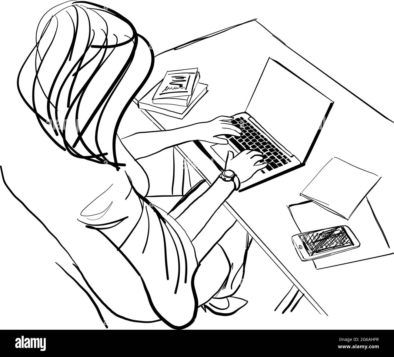 Woman drawing sketch computer Stock Vector Images - Alamy
