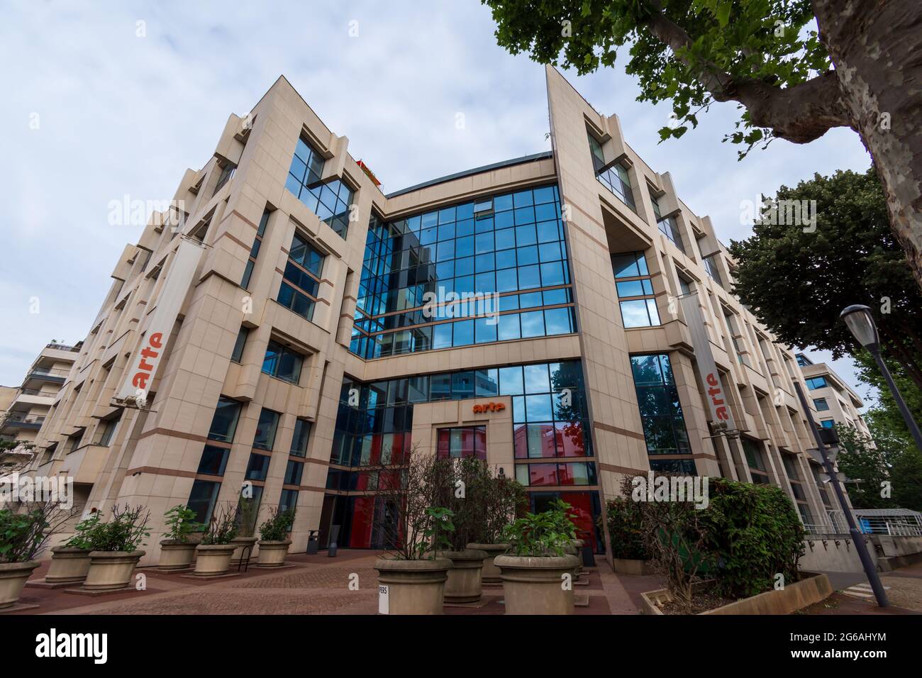 Exterior view of the headquarters of Arte France, the French company ...