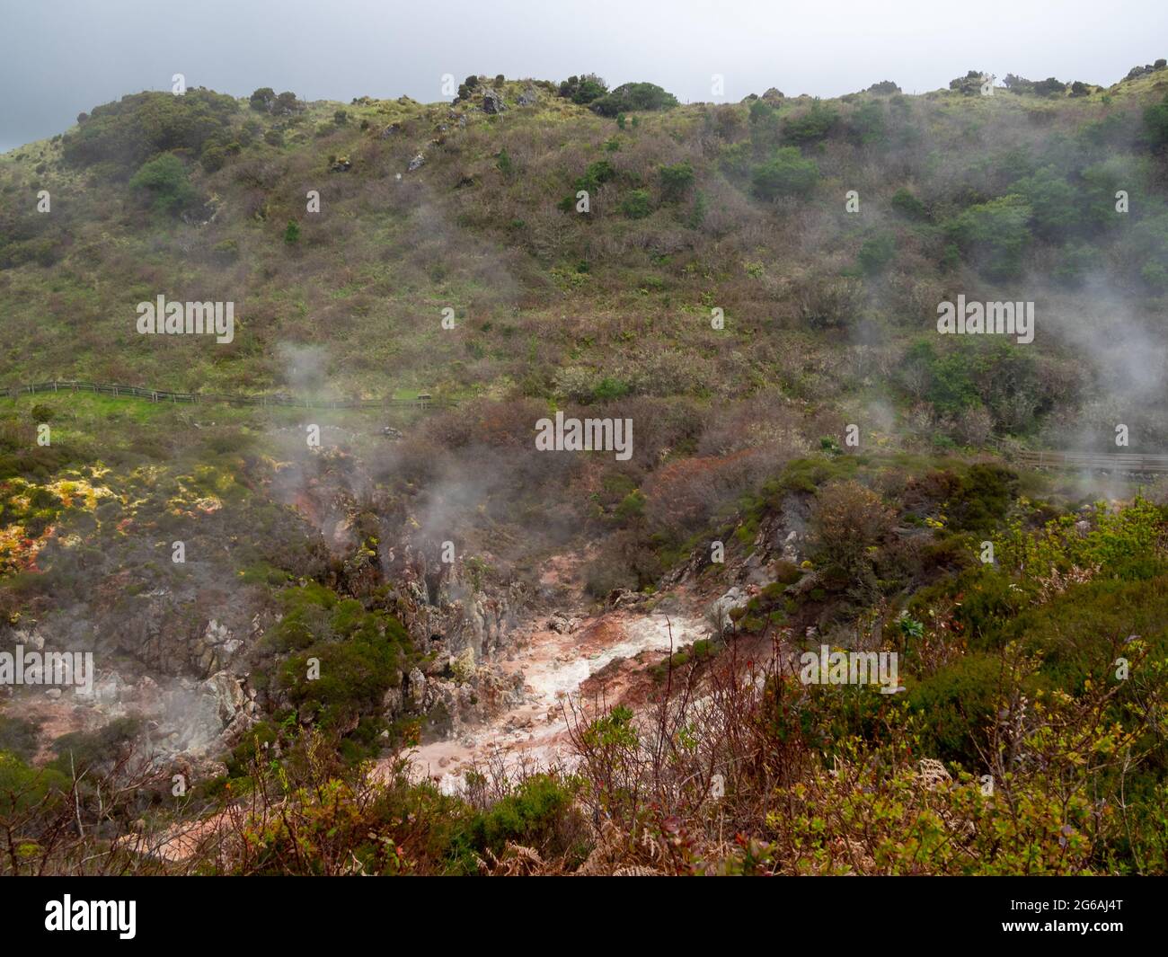 Sulfur Pits in the volcanic landscape, Terceira Island Stock Photo - Alamy