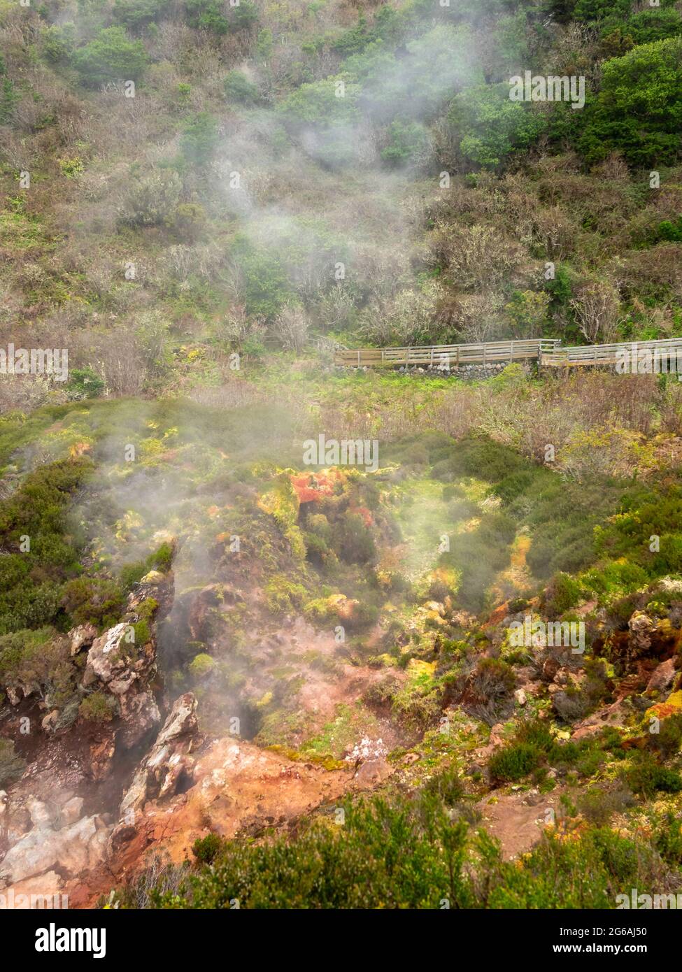 Sulfur Pits in the volcanic landscape, Terceira Island Stock Photo - Alamy