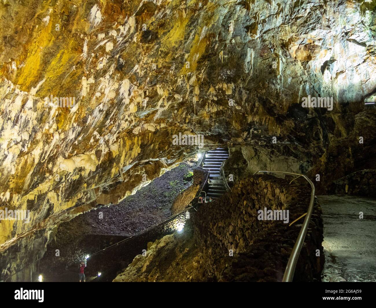 Algar do Carvão cave ceiling, Terceira Island, Azores Stock Photo - Alamy