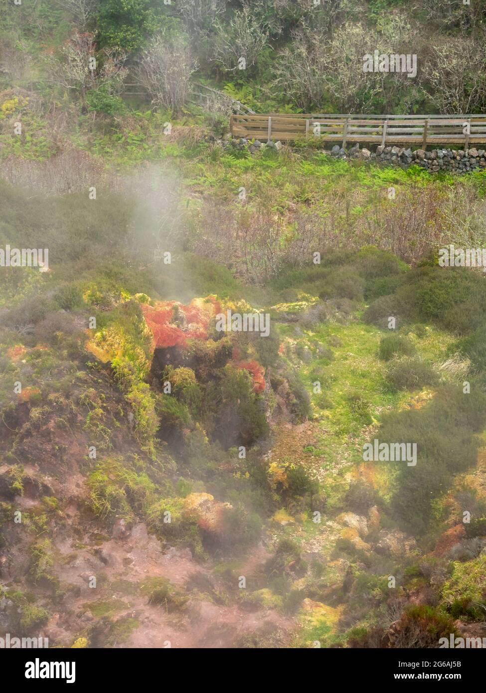 Sulfur Pits in the volcanic landscape, Terceira Island Stock Photo - Alamy