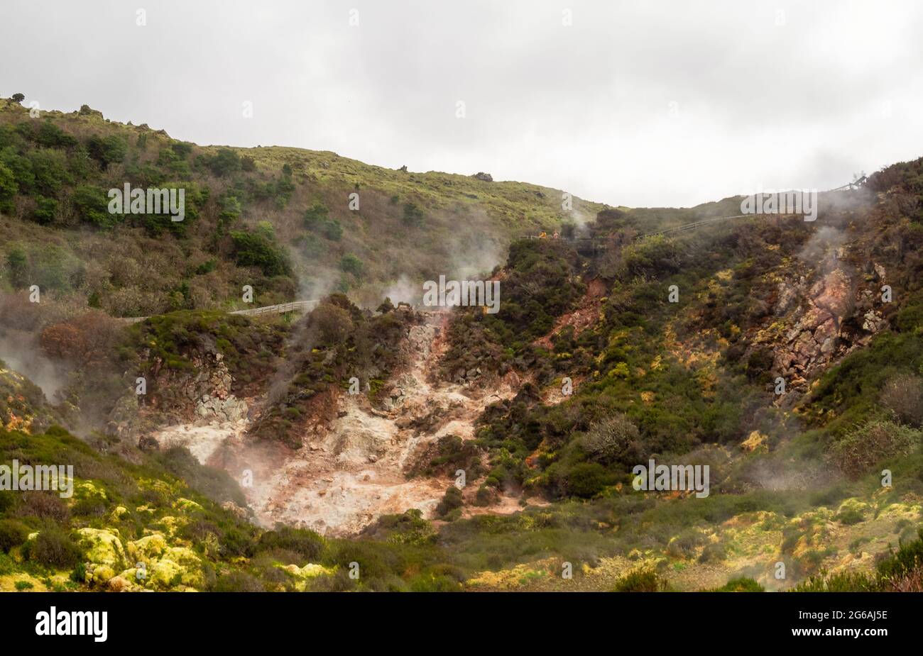 Sulfur Pits landscape, Terceira Island Stock Photo - Alamy