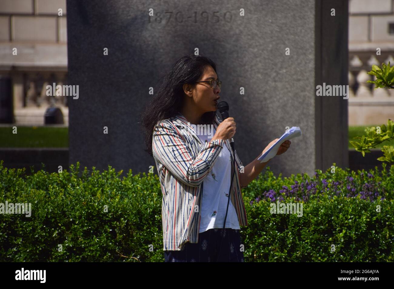 London, UK. 04th July, 2021. Animal Rebellion activist Bel Jacobs ...