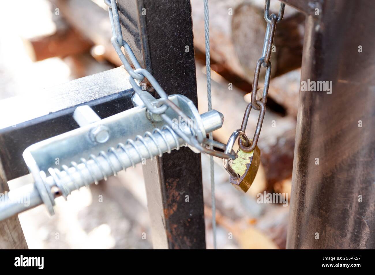 chain with a lock, closed door to lock, protection from penetration ...