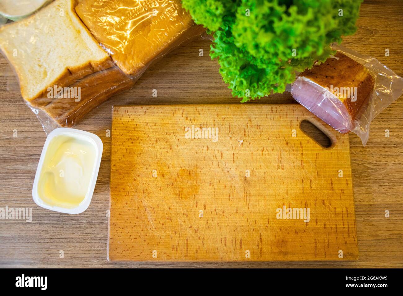 ingredients to cook sandwich close up copy space Stock Photo - Alamy